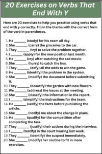Verbs That End With Y