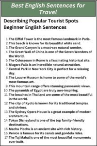 Best English Sentences For Travel Talking About Travel Destinations