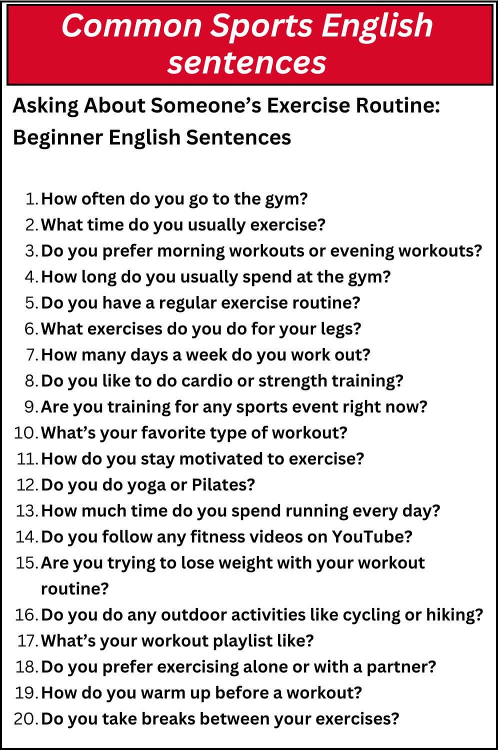 English Talking About Common Sports English Sentences