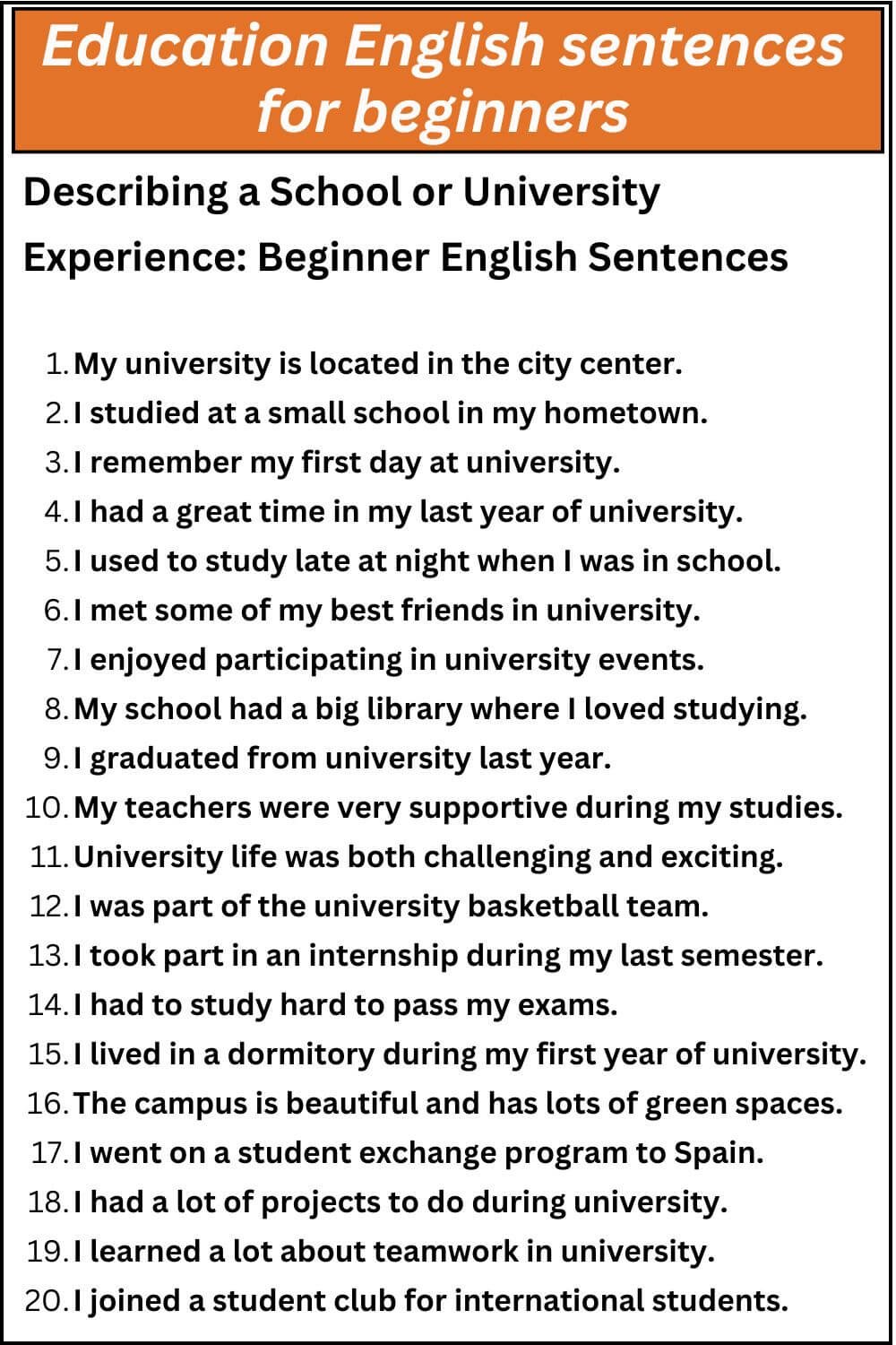 English Talking About Education English Sentences For Beginners