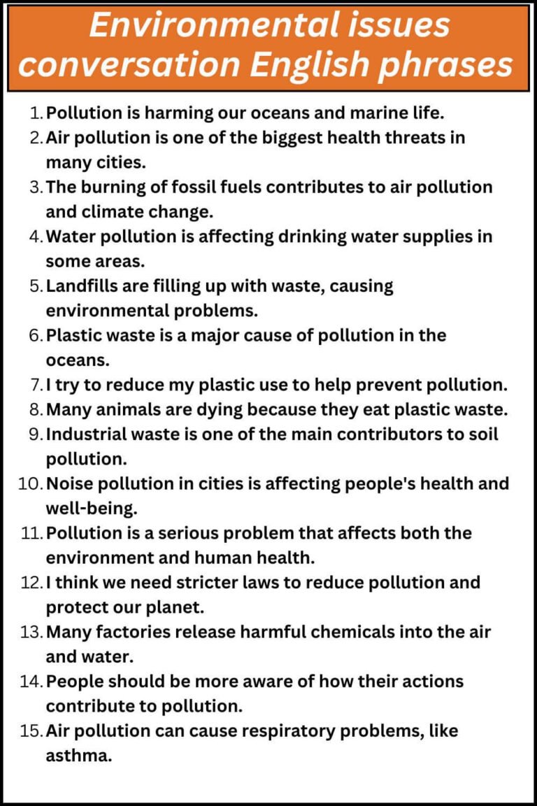 English Sentences For Environmental Issues Conversation English Phrases