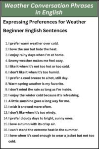 Talking About Weather Conversation Phrases In English