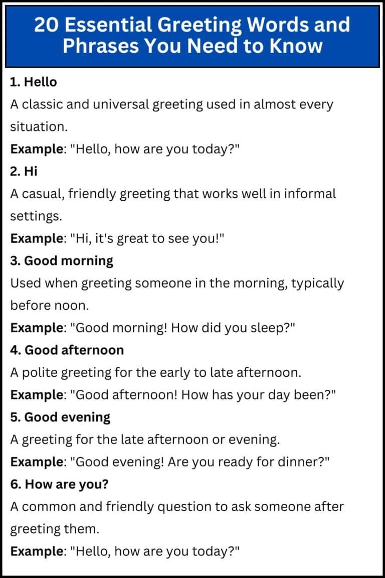 20 Essential Greeting Words And Phrases You Need To Know