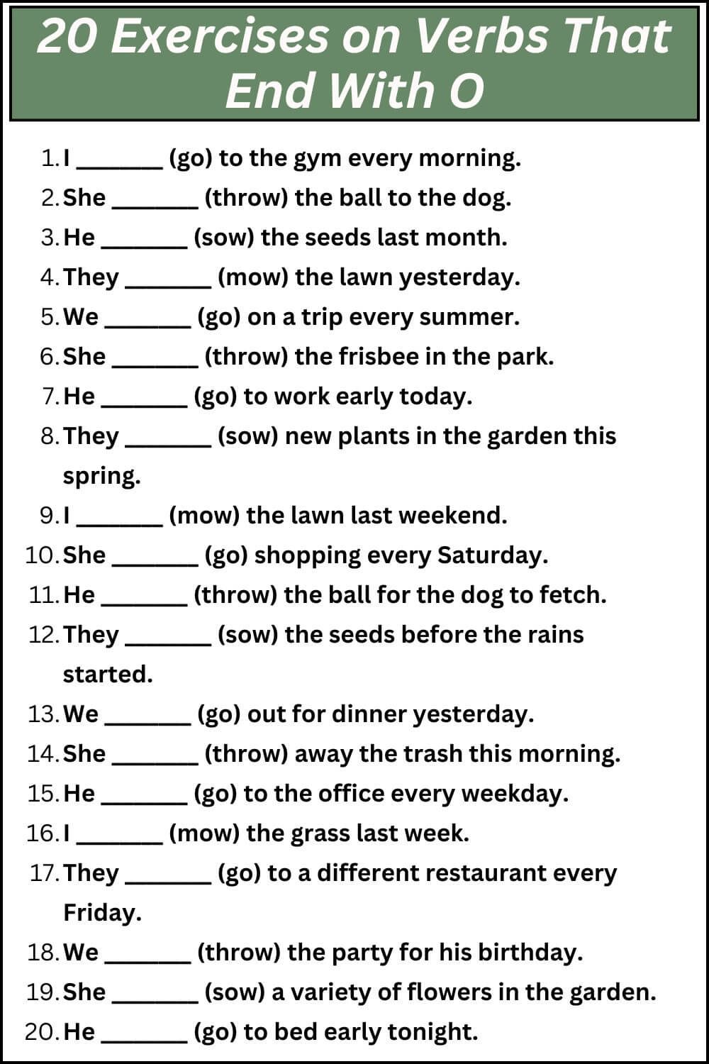 Verbs That End With O