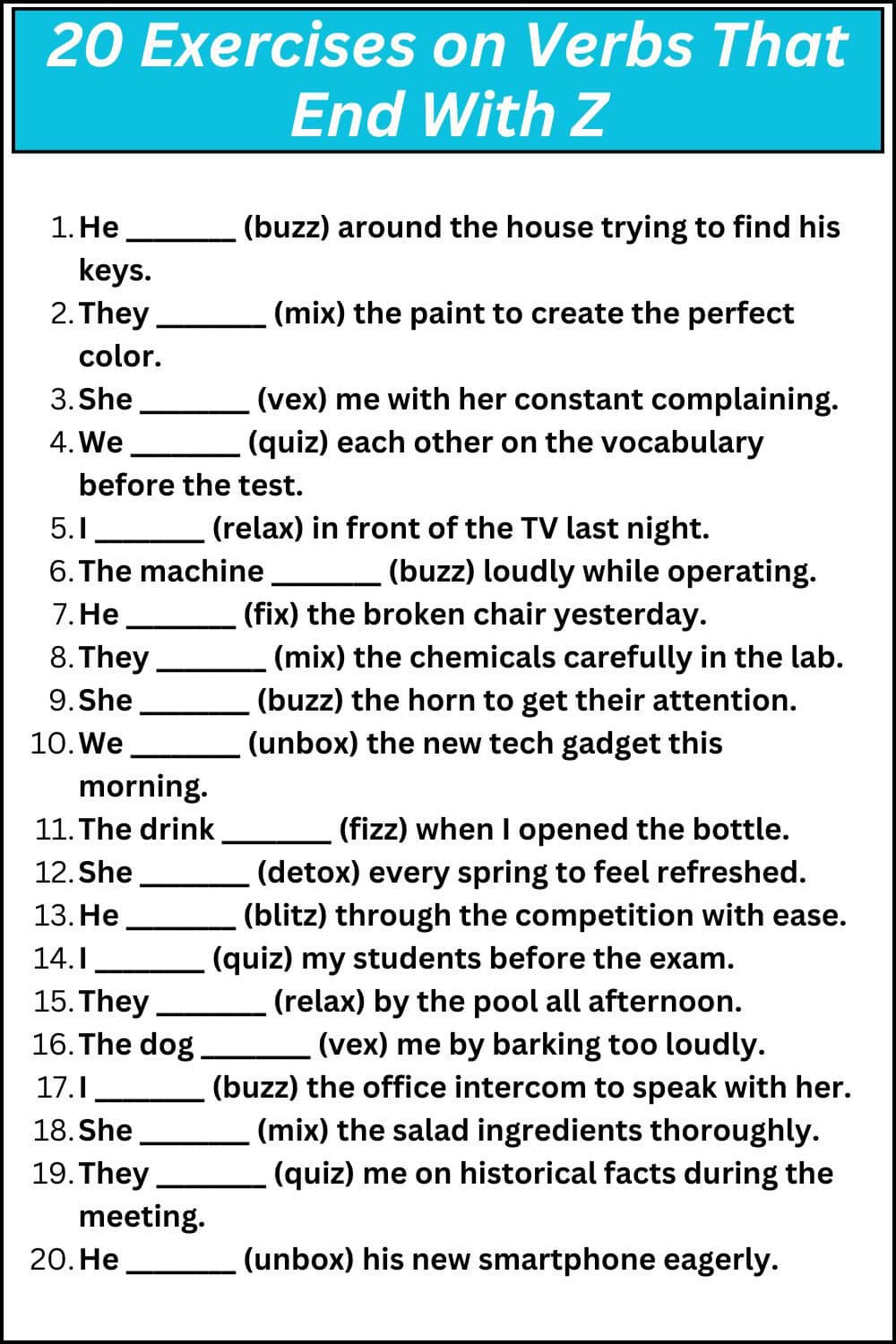Verbs That End With Z