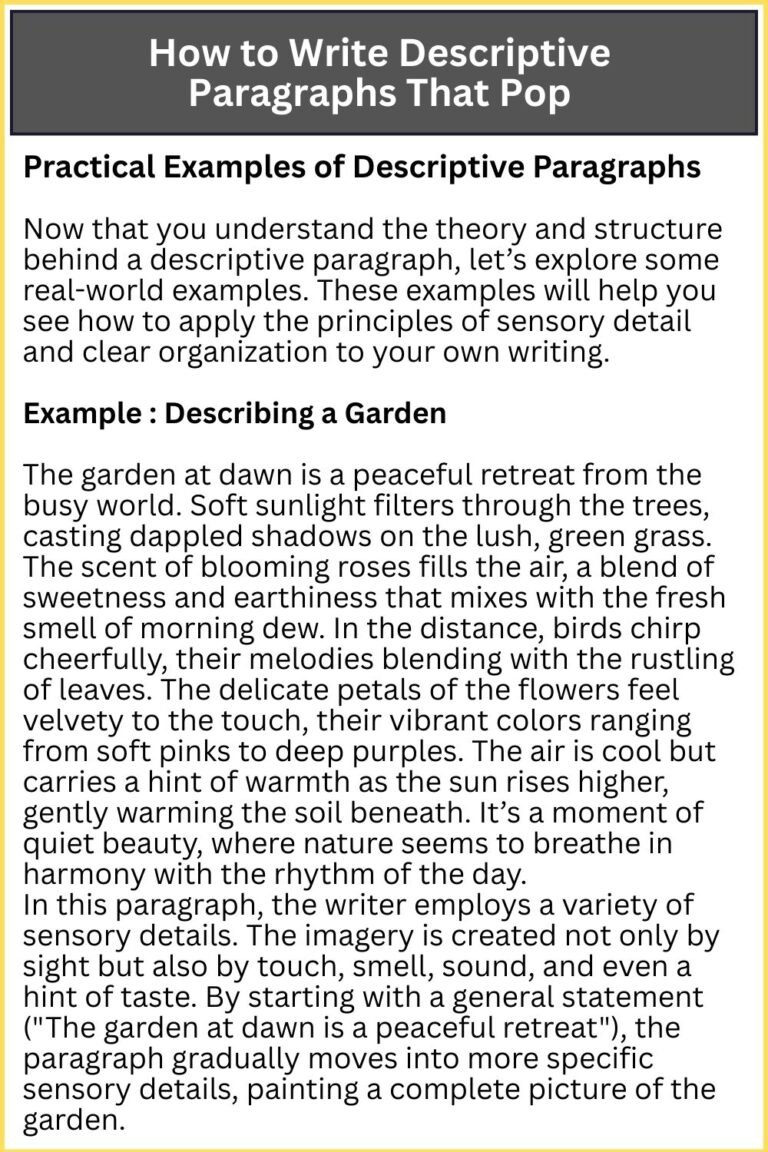 How To Write Descriptive Paragraphs That Pop